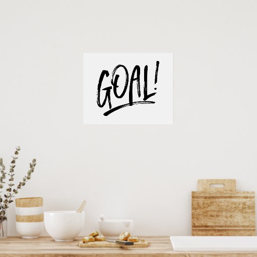 Goal black and white kids soccer hockey poster | Zazzle