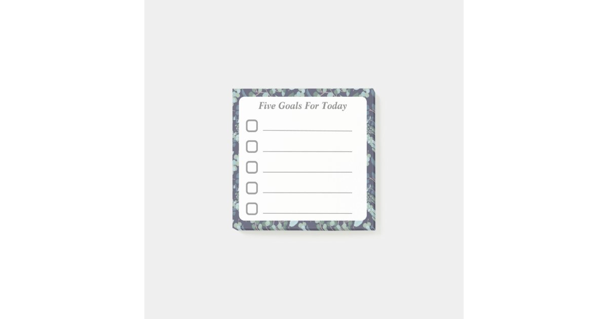 Goal Setting Checklist Blue Teal Foliage Sticky Post-it Notes | Zazzle