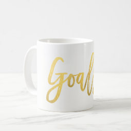 GOALS Gold Foil Modern Script Trendy Custom Coffee Mug | Zazzle
