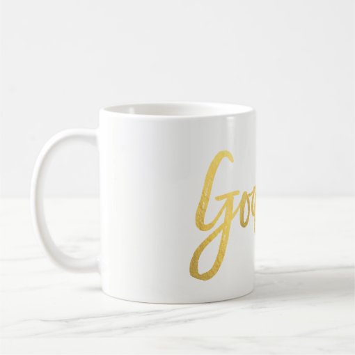 GOALS Gold Foil Modern Script Trendy Custom Coffee Mug | Zazzle
