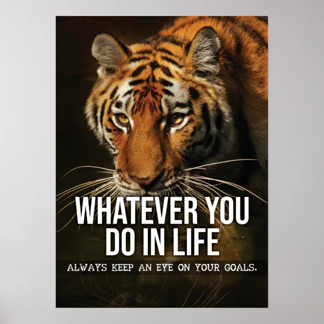 Goals - Hustle, Gym, Success - Tiger Motivational Poster | Zazzle