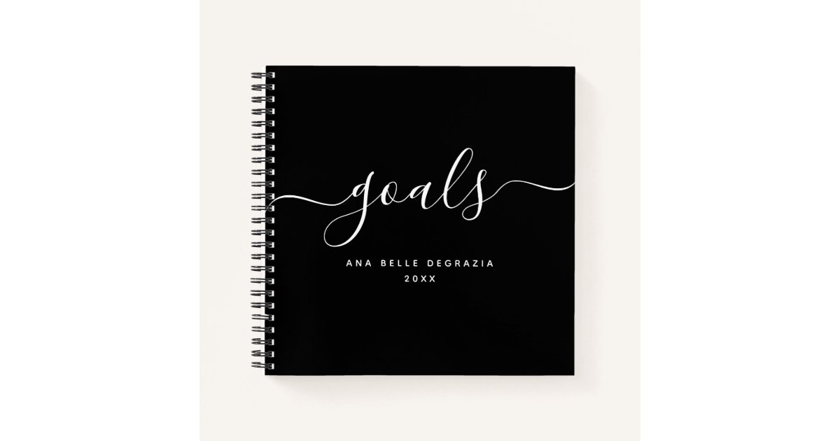 Goals: Modern Calligraphy Minimal Typography Chic Notebook | Zazzle