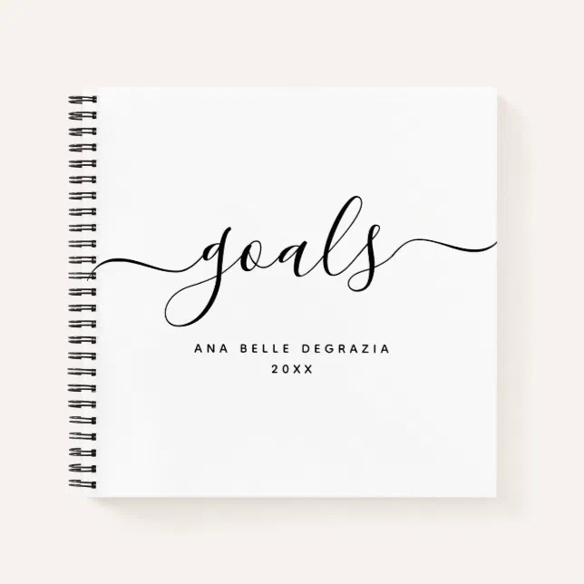 Goals: Modern Calligraphy Minimal Typography Ideas Notebook | Zazzle
