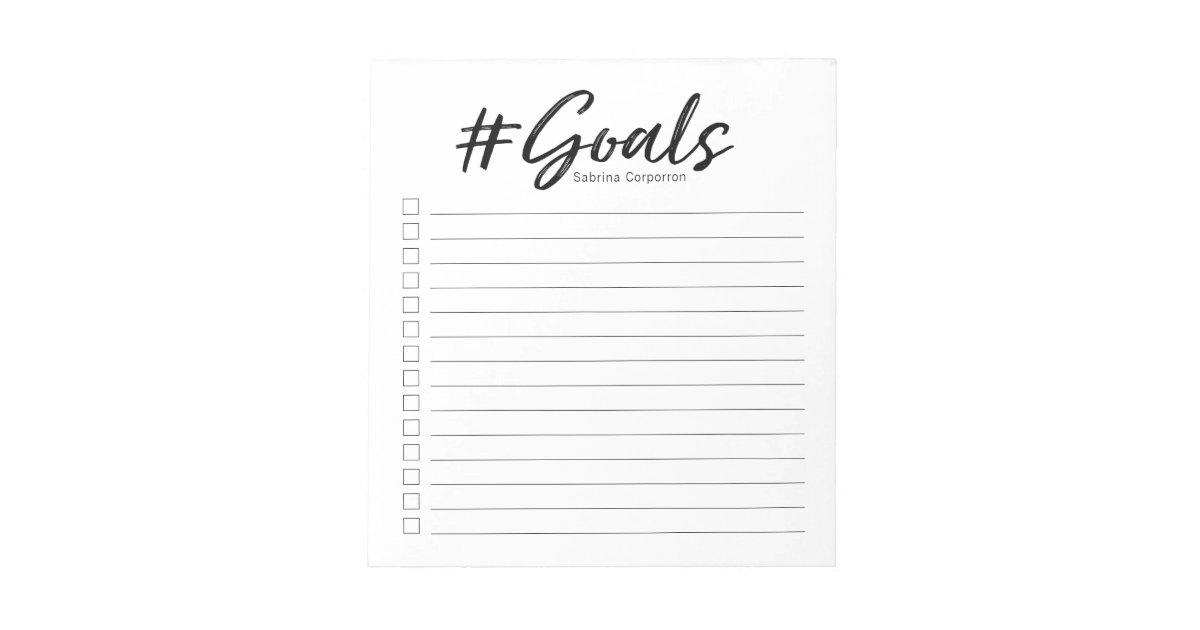 Goals notepad with checkboxes | Zazzle