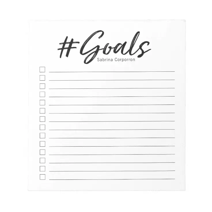 Goals notepad with checkboxes | Zazzle