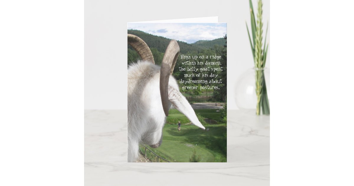 Goat and Greener Pastures Funny Retirement Card | Zazzle