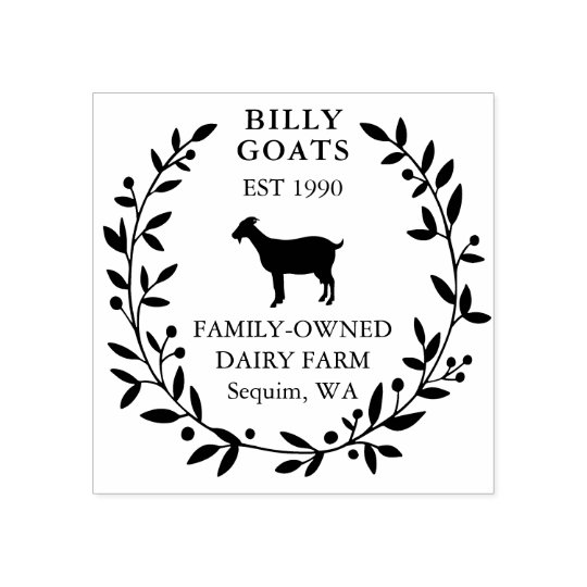 Goat Berry Laurel Editable Business II Rubber Stamp | Zazzle.com