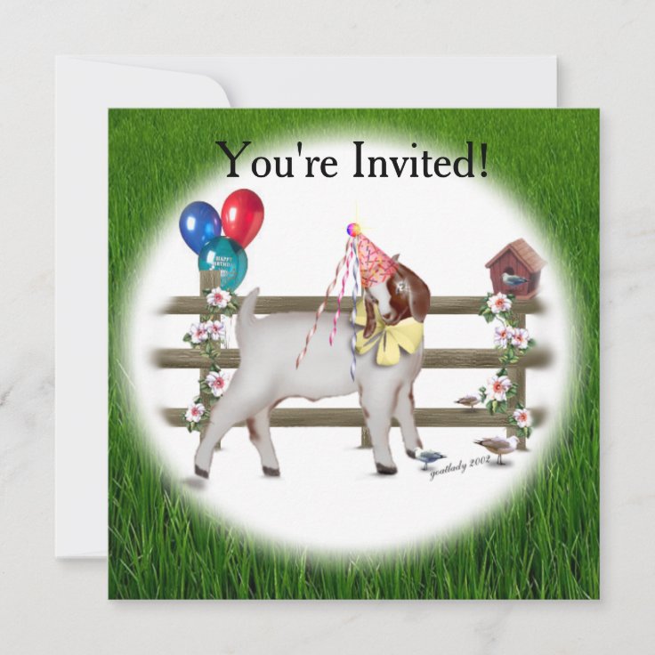 Goat Birthday Party Invitation | Zazzle