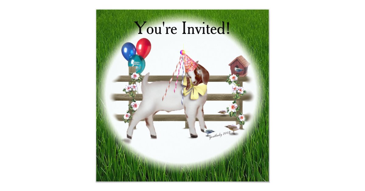 Goat Birthday Party Invitation | Zazzle.com
