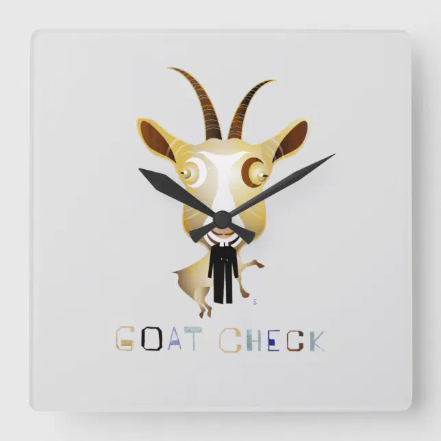 Goat Check – ZooDo Illustration Square Wall Clock | Zazzle