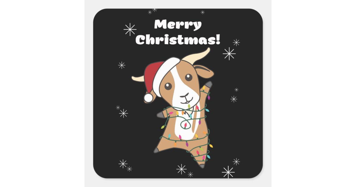 Goat Christmas Goats Winter Animals Square Sticker | Zazzle
