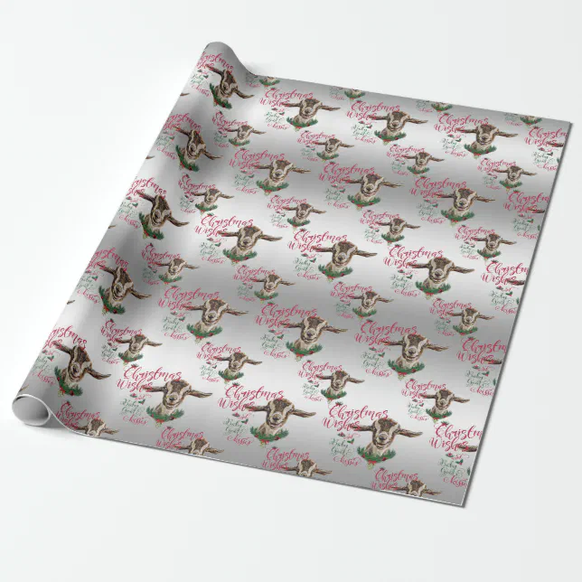 GOAT | Christmas Wishes Baby Goat Kisses Togg Wrapping Paper | Zazzle