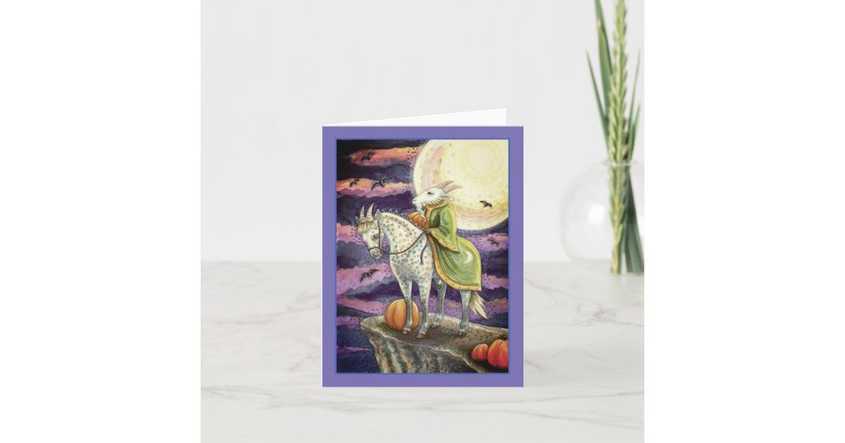 GOAT DEMON, SURE FOOTED STEED FANTASY HALLOWEEN HOLIDAY CARD | Zazzle