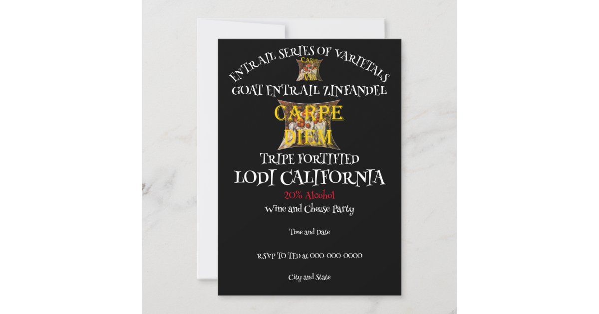 Goat Entrails Zinfandel from the California Tripe Invitation | Zazzle
