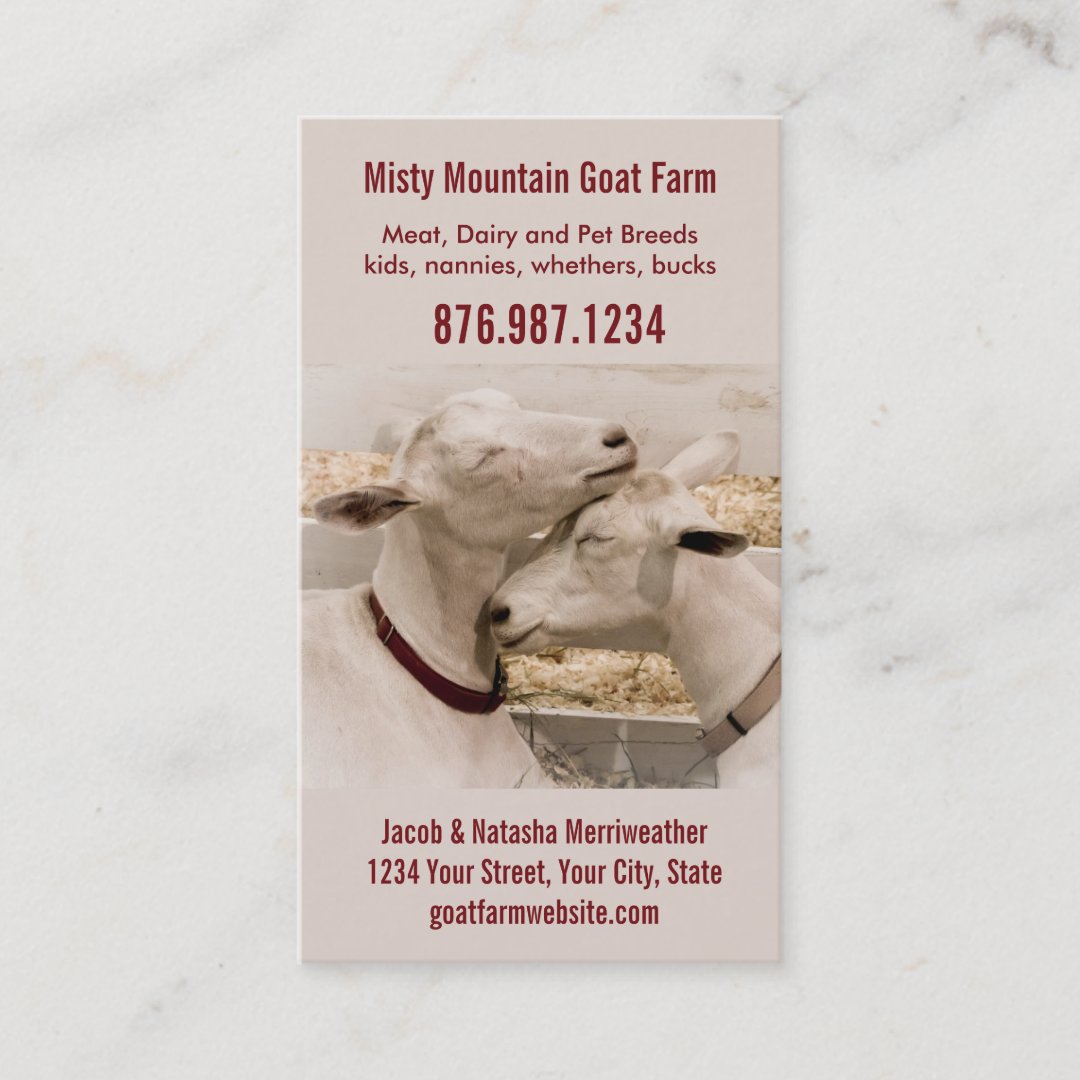 Goat Farm Dairy or Breeder Business Card | Zazzle