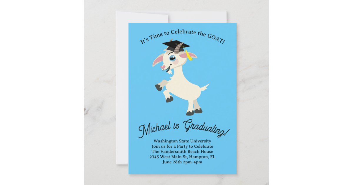 Goat Graduation Party Cute Invitation | Zazzle