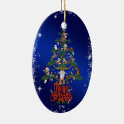 GOAT LOVERS Xmas Gift | Merry Christmas Goat tree Ceramic Ornament | Zazzle