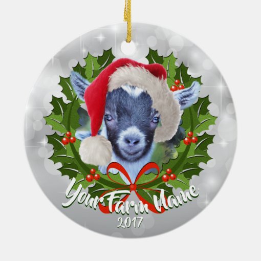 GOAT Pygmy Kid Santa Hat Christmas Ornament | Zazzle