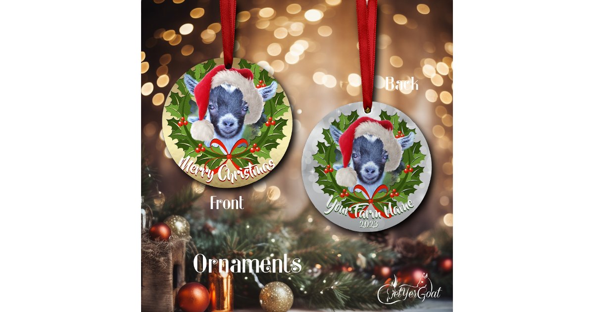 GOAT Pygmy Kid Santa Hat Christmas Ornament | Zazzle