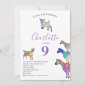 Goat Themed Animal Lovers Birthday Party Purple Invitation | Zazzle