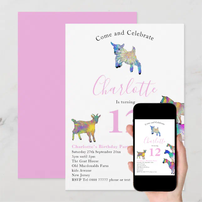 Goat Themed Farm Animal Birthday Party Invitation | Zazzle