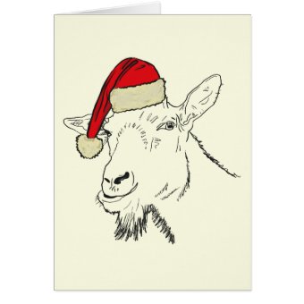 Goat wearing a Santa Hat illustration | Zazzle