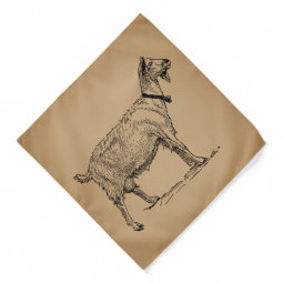 Goat with Bell Illustration Antique Aged Brown Bandana | Zazzle