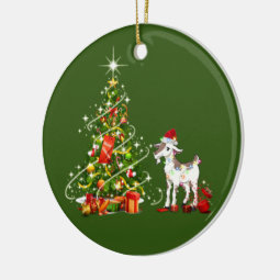 Goat With Hat LIGHTS Christmas Ceramic Ornament | Zazzle