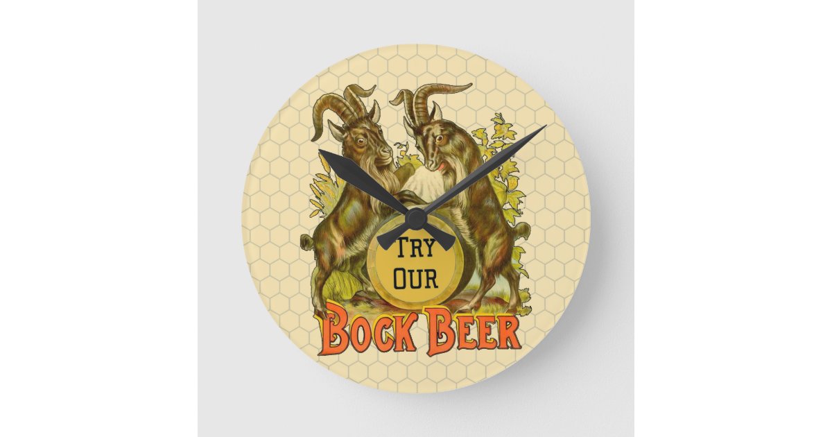 Goats Bock Beer Advertising Round Clock | Zazzle