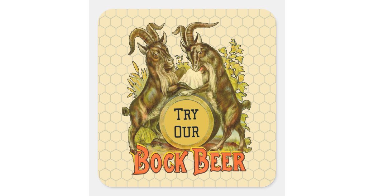 Goats Bock Beer Advertising Square Sticker | Zazzle