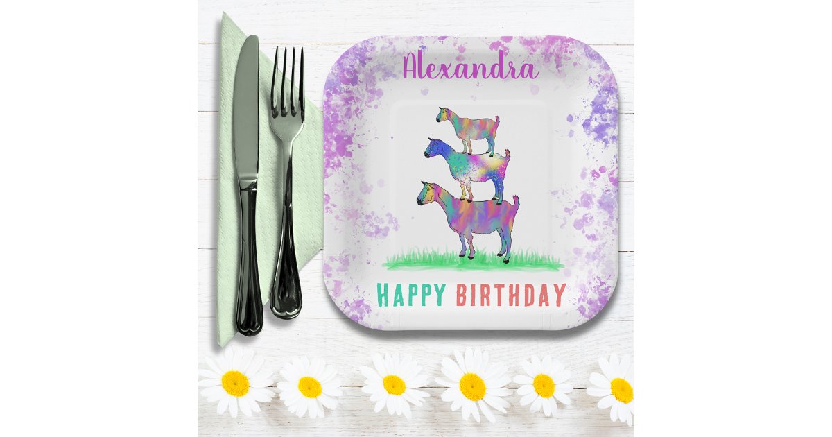 Goats Personalized Birthday Party Paper Plates | Zazzle
