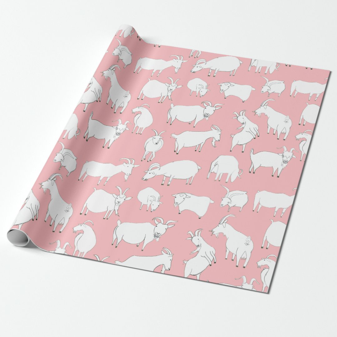Goats Playing – Pink Wrapping Paper | Zazzle