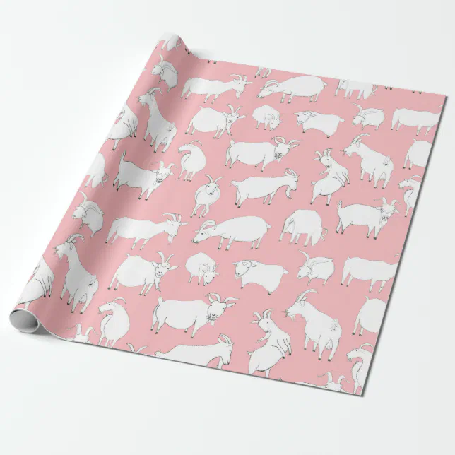 Goats Playing – Pink Wrapping Paper | Zazzle