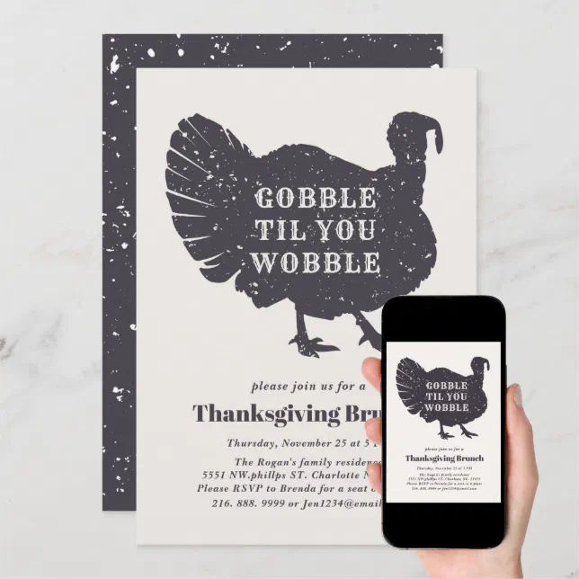 Gobble till you wobble | Thanksgiving Dinner Invitation | Zazzle