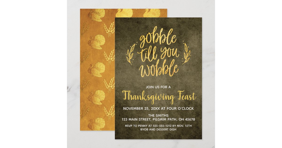 Gobble Till You Wobble Thanksgiving Invitation | Zazzle