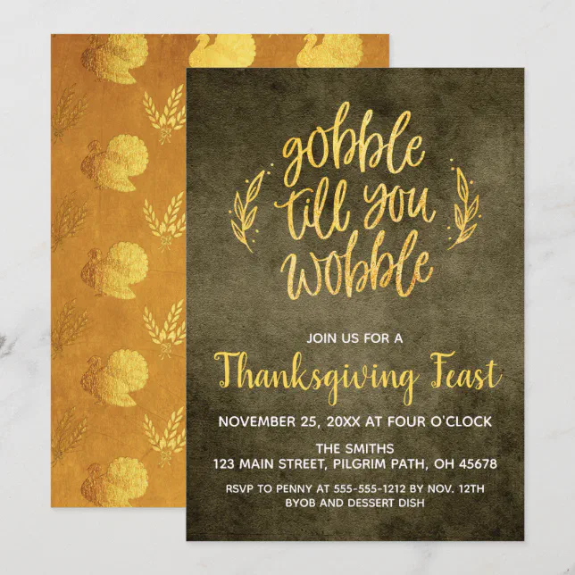 Gobble Till You Wobble Thanksgiving Invitation | Zazzle