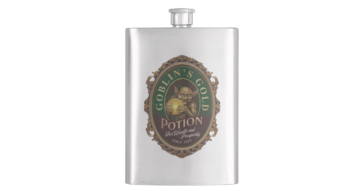 Goblin Gold Potion Halloween Party Vintage Flask | Zazzle