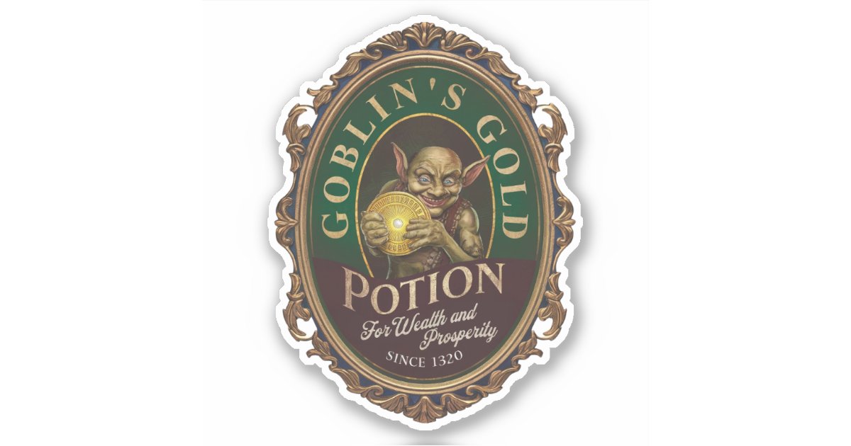 Goblin's Gold Potion Label Sticker | Zazzle