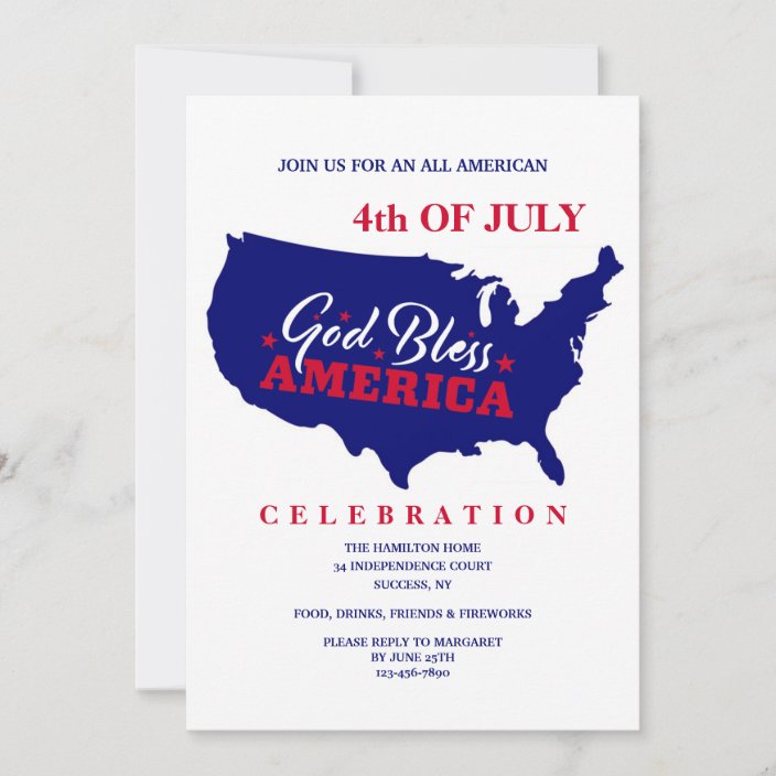 God Bless America 4th of July Invitation | Zazzle.com