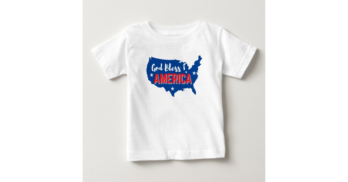 God Bless America 4th of July with America Map T-S Baby T-Shirt | Zazzle