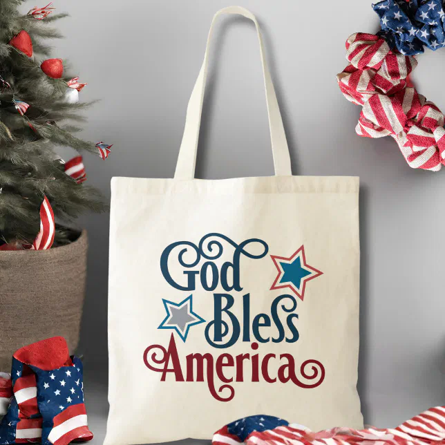 God Bless America Red White and Blue Patriotic Tote Bag | Zazzle