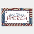 God Bless America Red White Blue Flags Rectangular Sticker | Zazzle