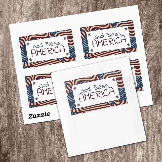 God Bless America Red White Blue Flags Rectangular Sticker | Zazzle