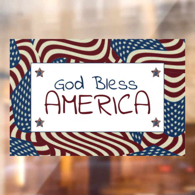 God Bless America Red White Blue Flags Window Cling | Zazzle