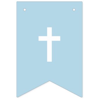 God Bless Blue and Gray Custom Name Baptism Bunting Flags | Zazzle