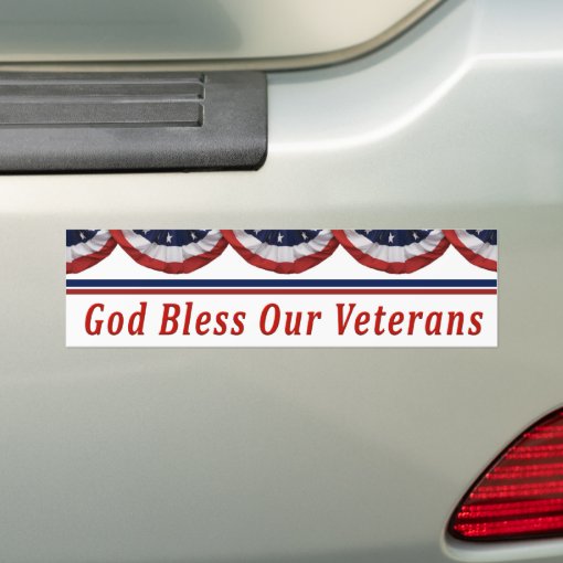 God Bless Our Military Veterans Bumper Sticker | Zazzle