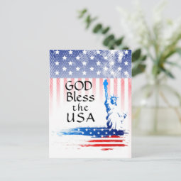 God Bless the USA Statue of Liberty, American Flag Postcard | Zazzle