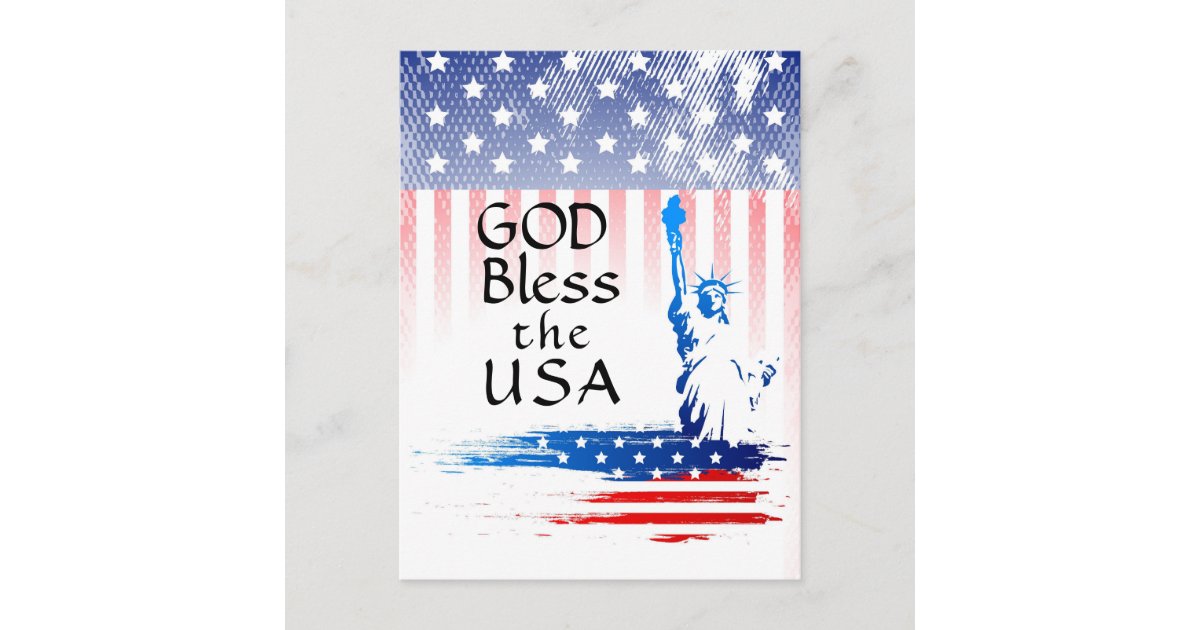 God Bless the USA Statue of Liberty, American Flag Postcard | Zazzle