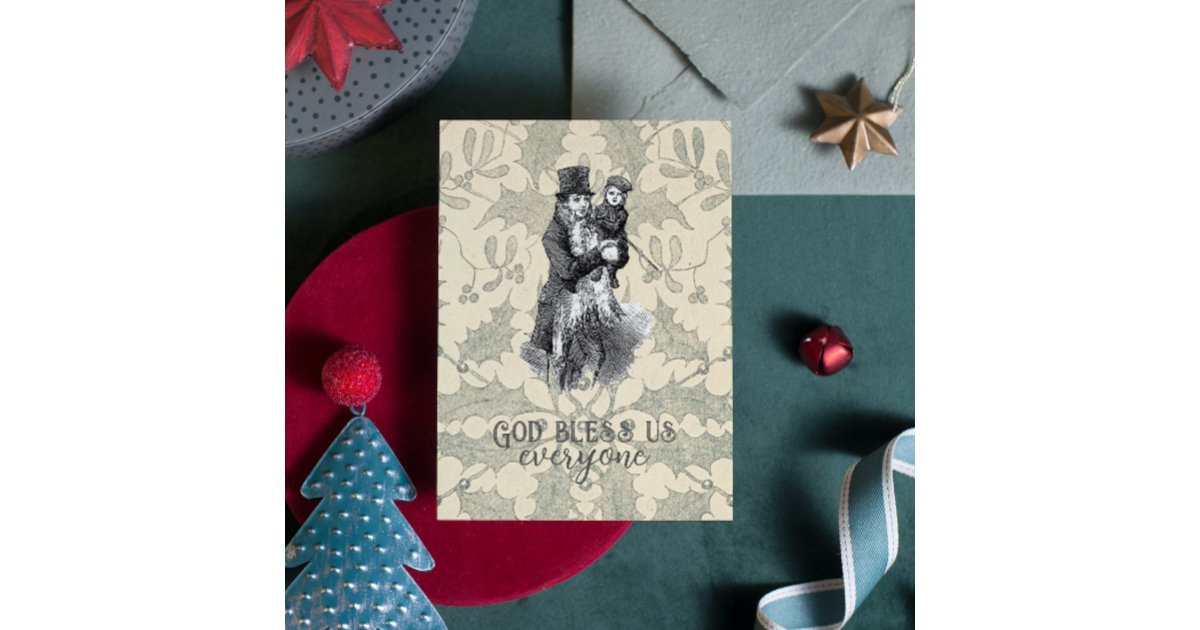 God bless us everyone Dickens Christmas Carol Postcard | Zazzle