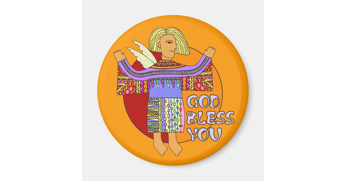 God Bless You | orange Magnet | Zazzle